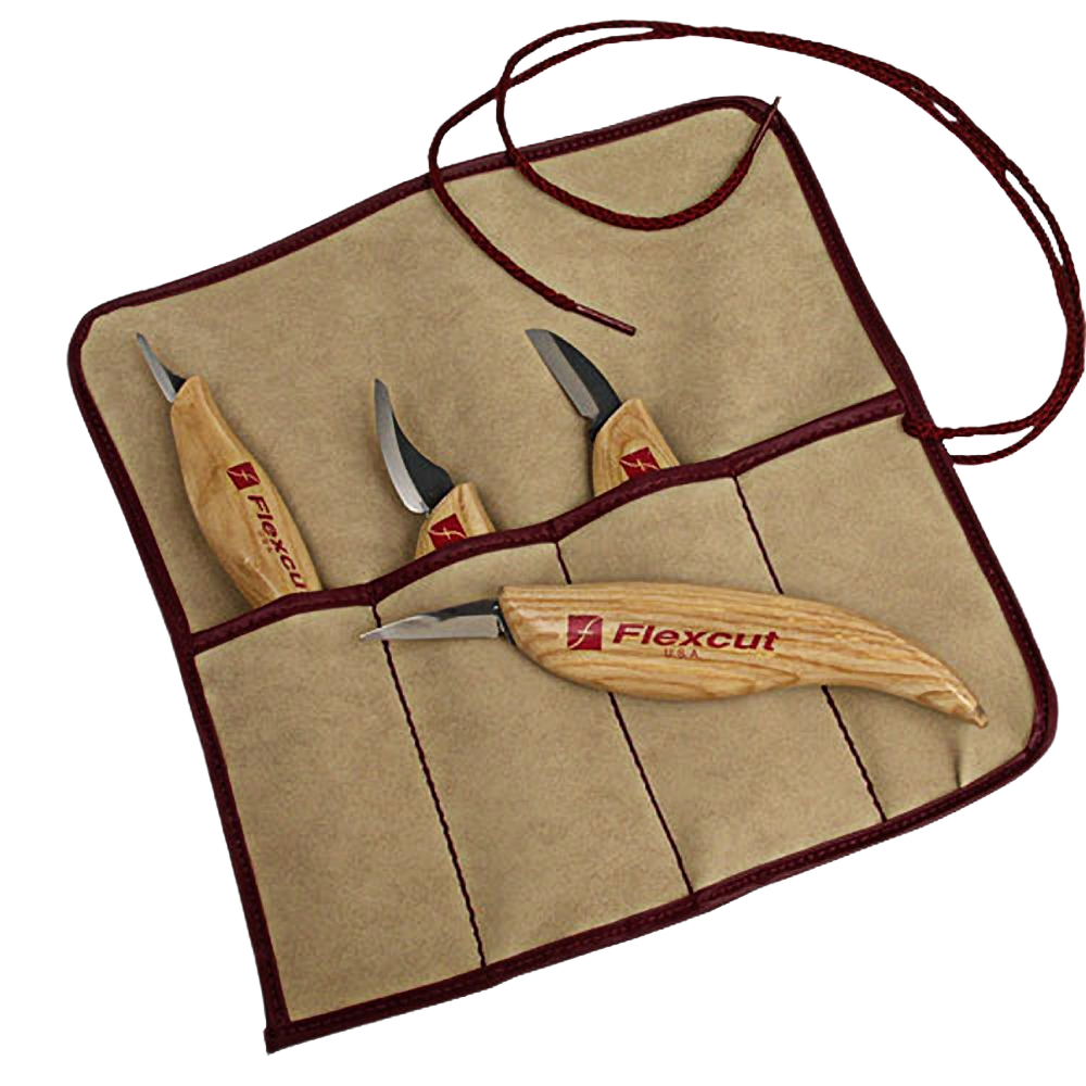 Flexcut 4 Pc. Knife Set & Tool Roll – Carving Tools Set – Hartville ...
